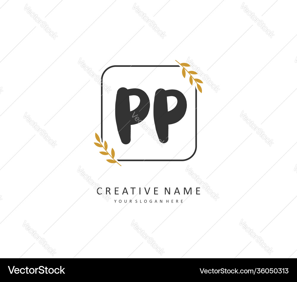 Pp initial letter handwriting and signature logo Vector Image