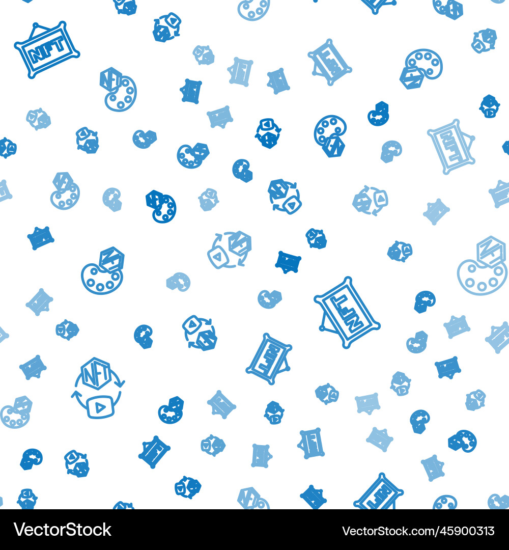 Set line nft digital crypto art and on seamless Vector Image