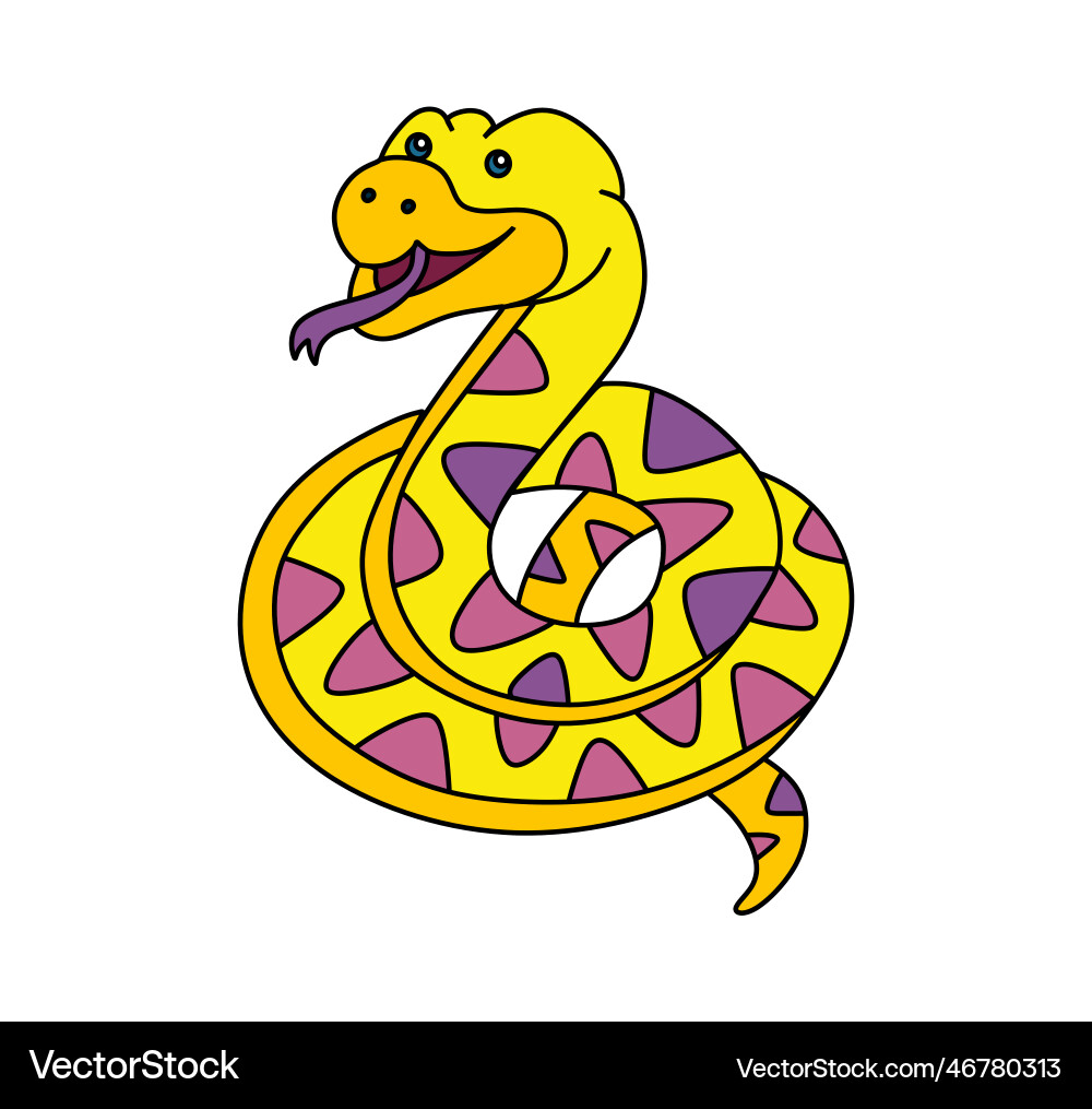 Snake character color doodle isolated on white Vector Image