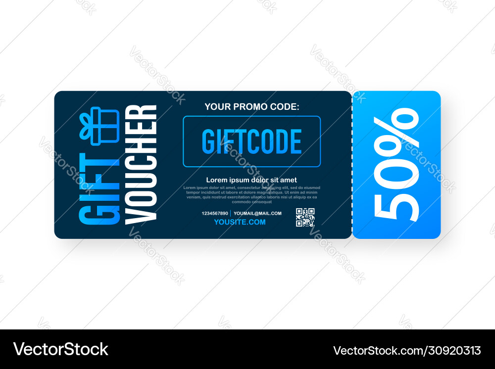 Template red and blue gift card voucher Royalty Free Vector