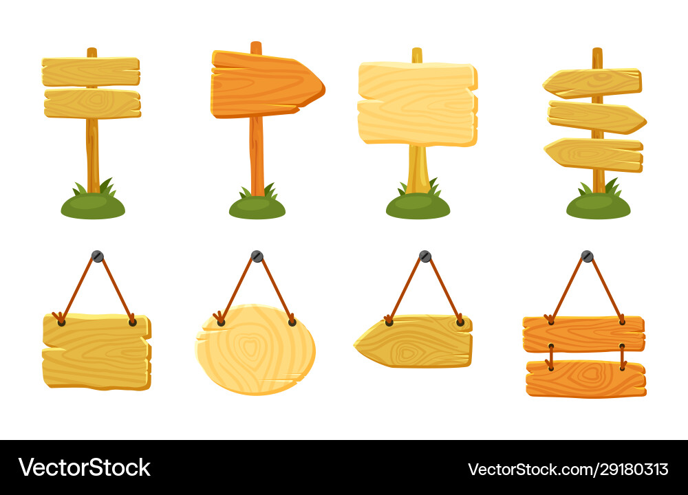 Wooden banners direction arrows on timber Vector Image