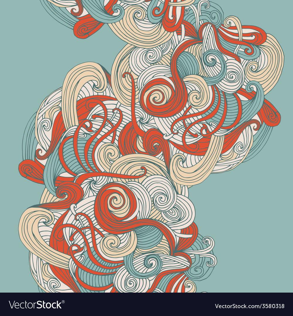 Abstract seamless hand-drawn wave pattern Vector Image