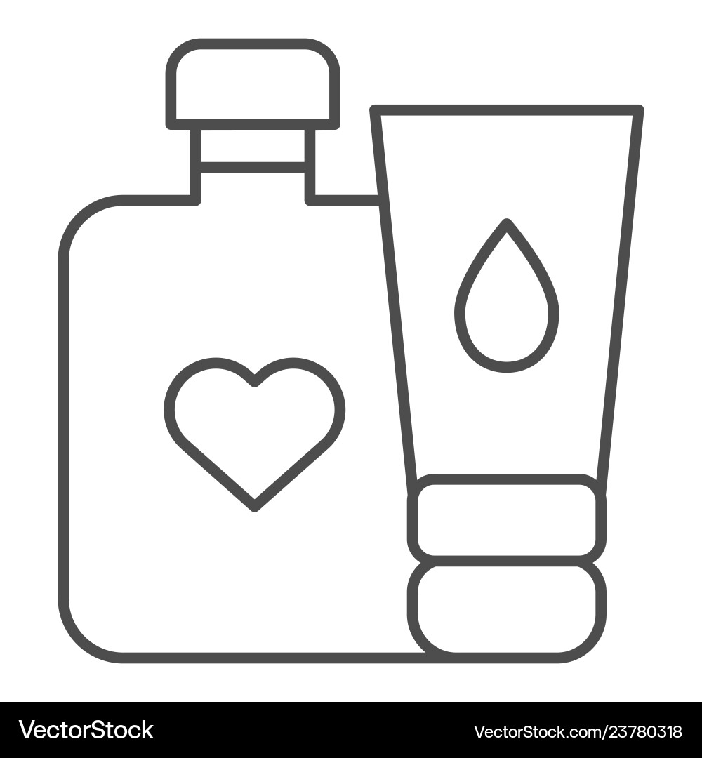 Baby cream bottles thin line icon lotion Vector Image