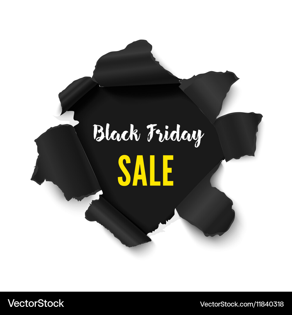 Black friday hole in paper banner Royalty Free Vector Image