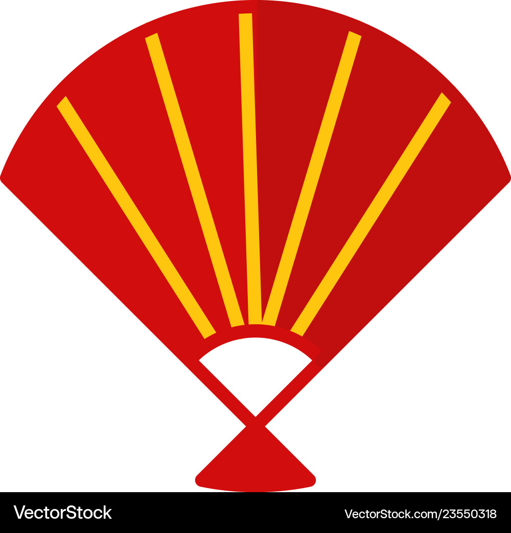 Chinese new year fan icon flat Royalty Free Vector Image