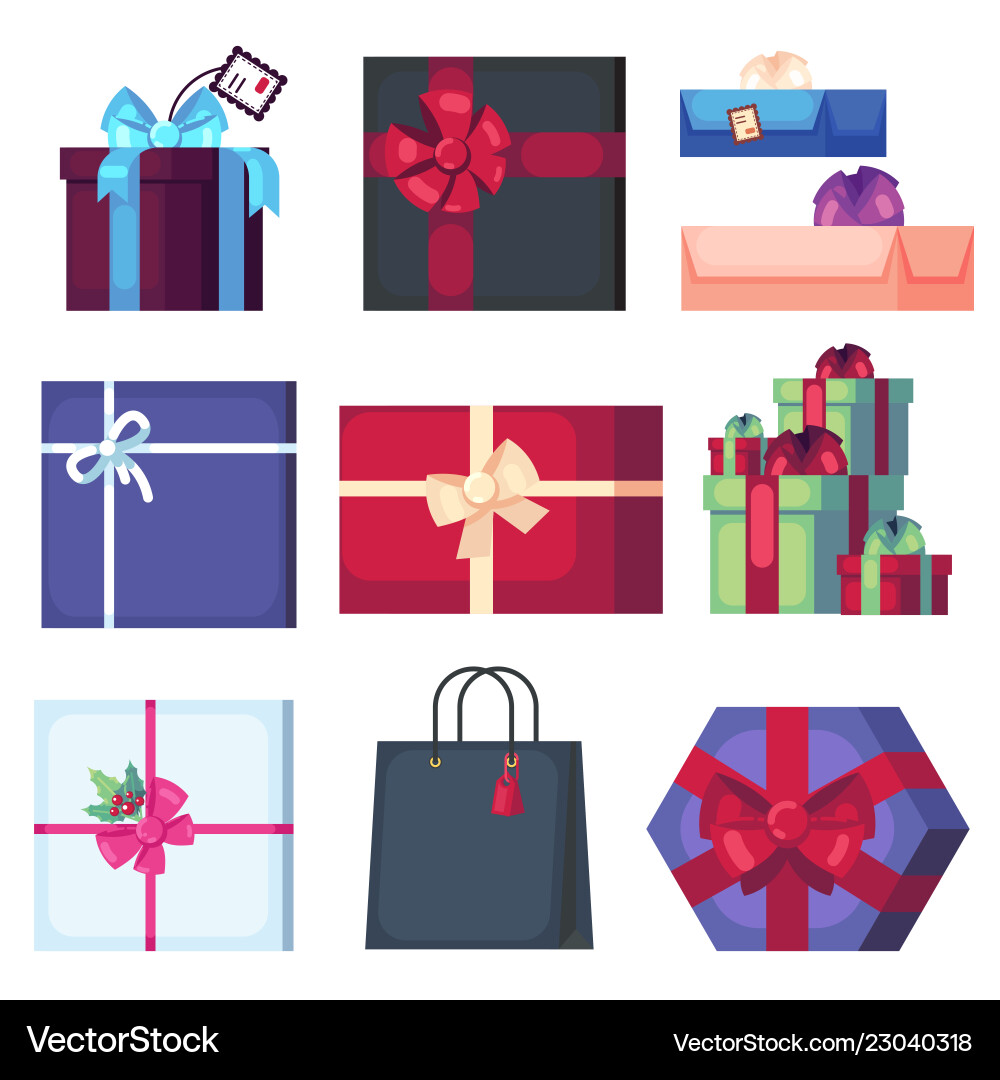 Collection of different cartoon present box Vector Image