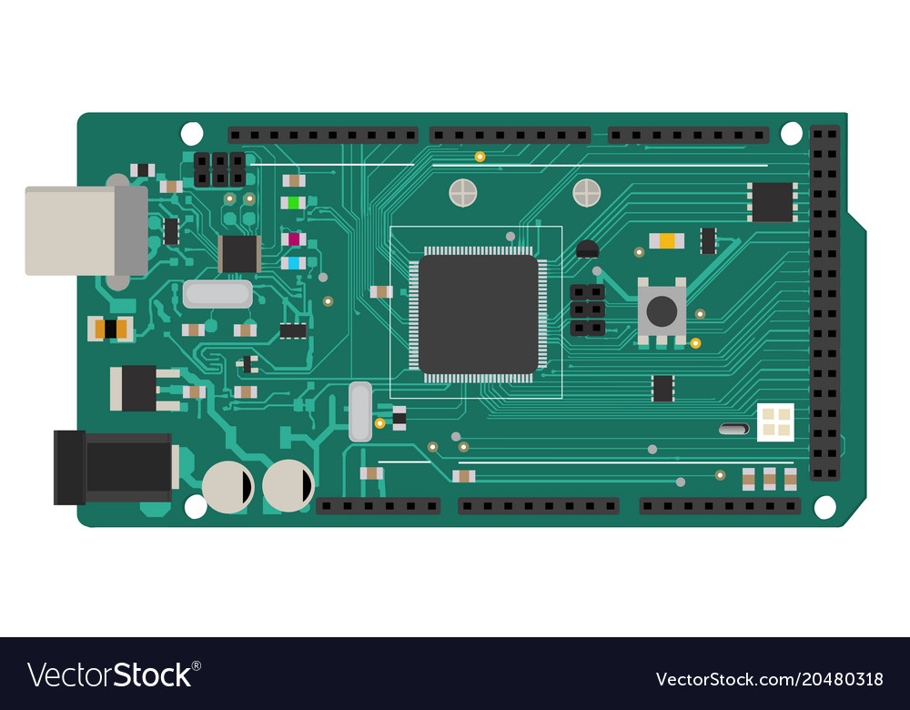 Diy electronic mega board with a microprocessor Vector Image