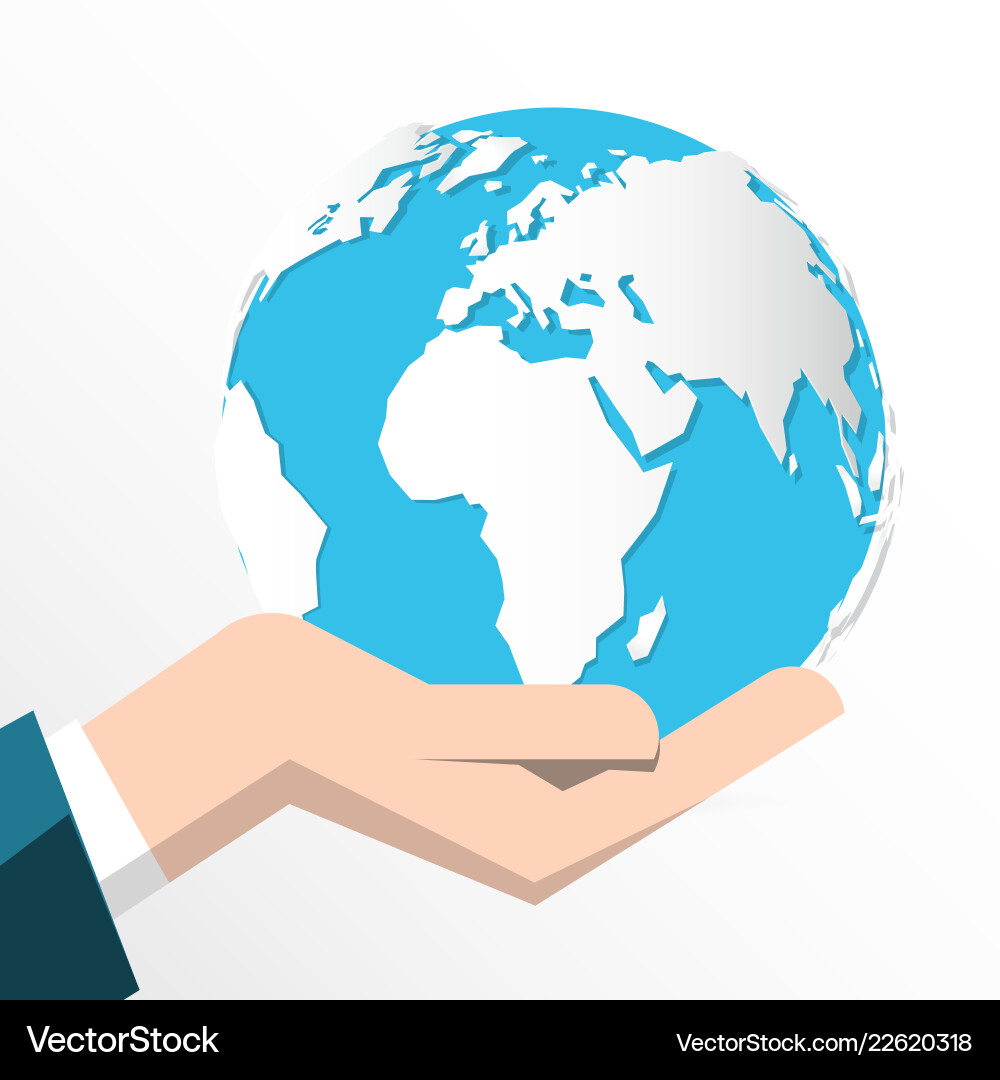 Earth in human hand isolated on white background Vector Image