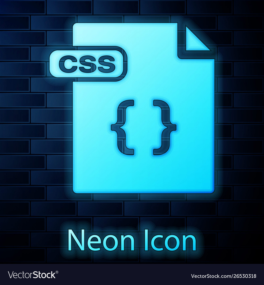 Glowing neon css file document download css Vector Image Glowing neon css file document download css Vector Image