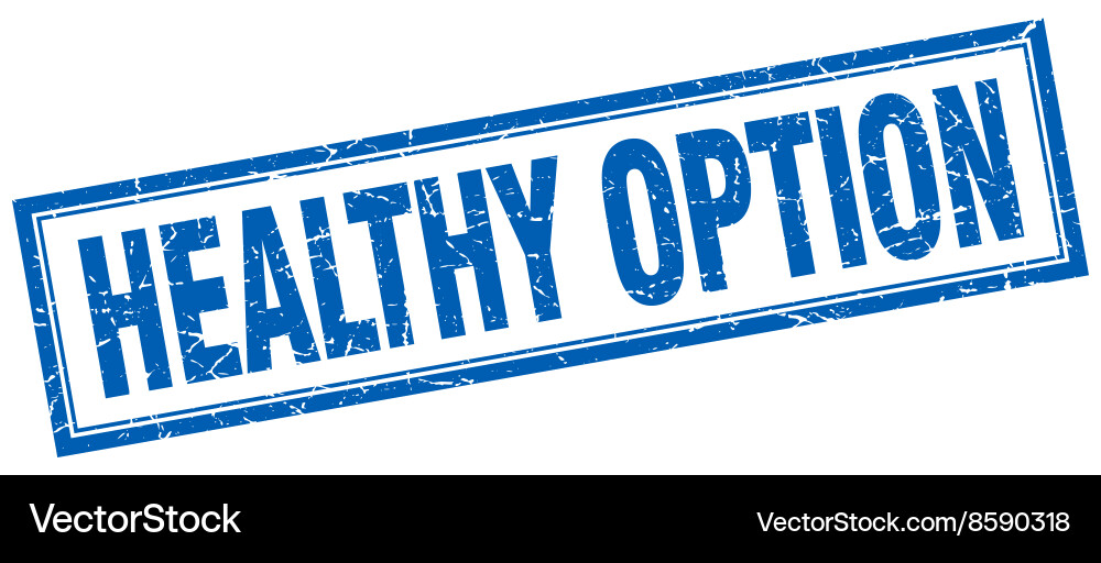 Healthy option blue square grunge stamp on white Vector Image