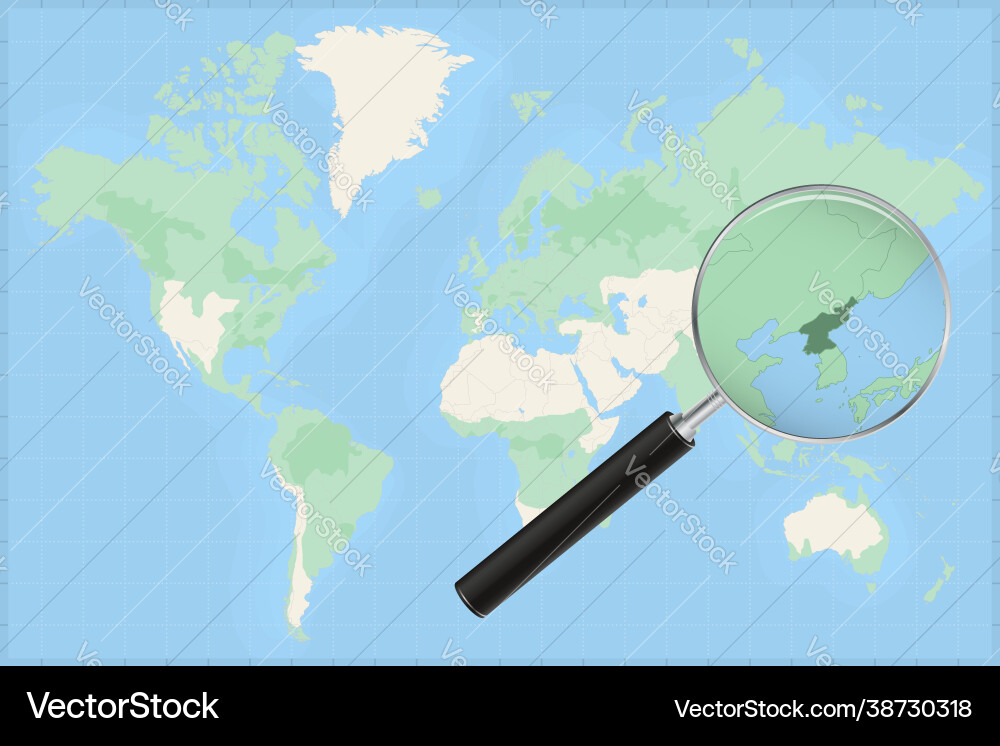 Map world with a magnifying glass on a Royalty Free Vector
