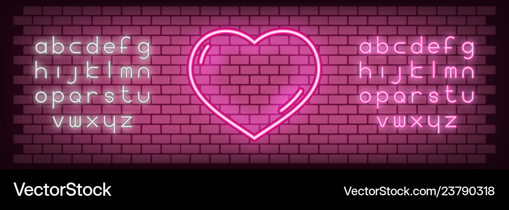 Neon glowing sign heart for valentines day Vector Image