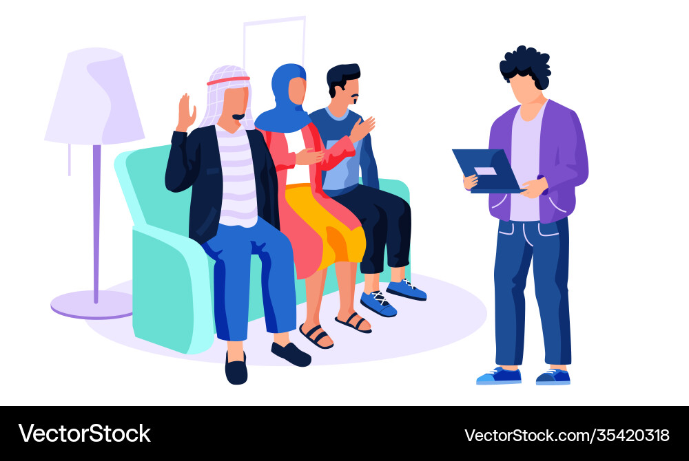 People arab nationality give interviews Royalty Free Vector