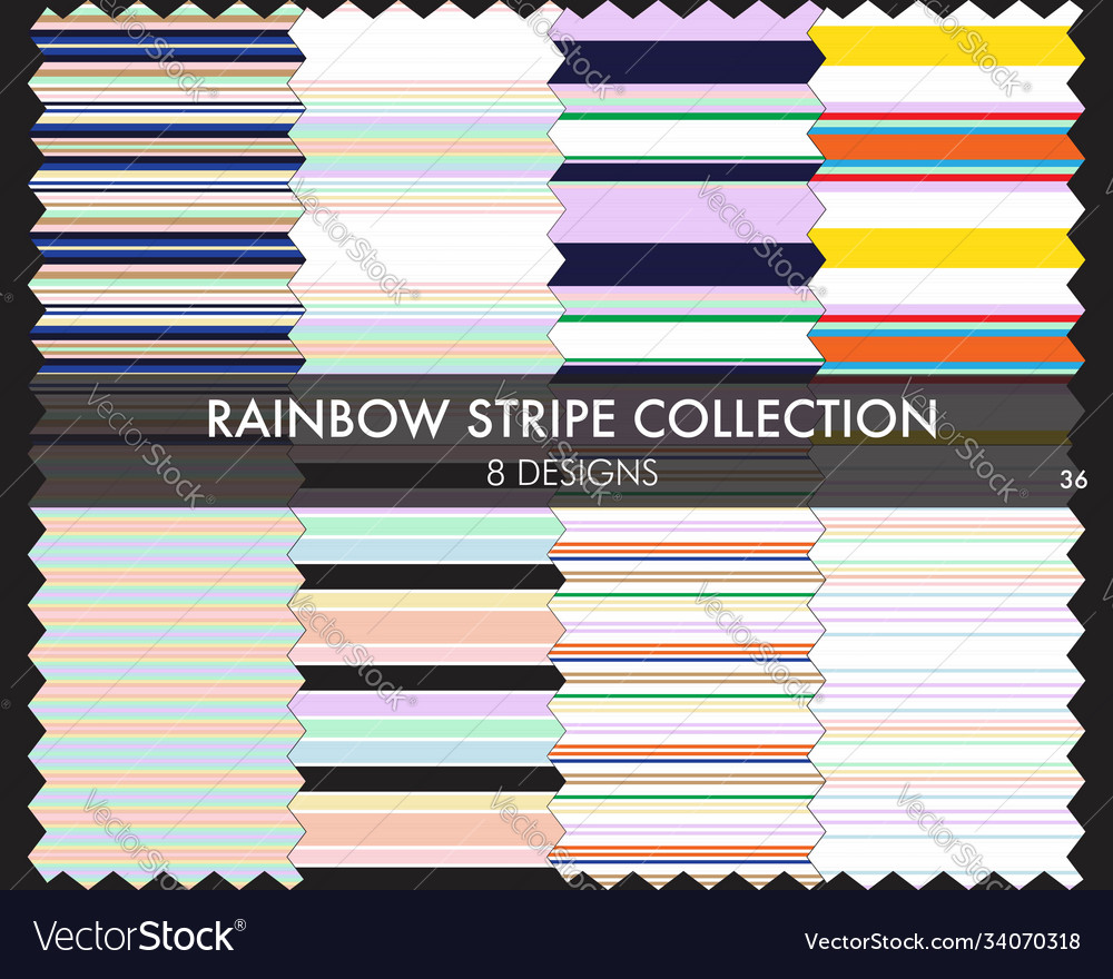 Rainbow stripe seamless pattern collection Vector Image