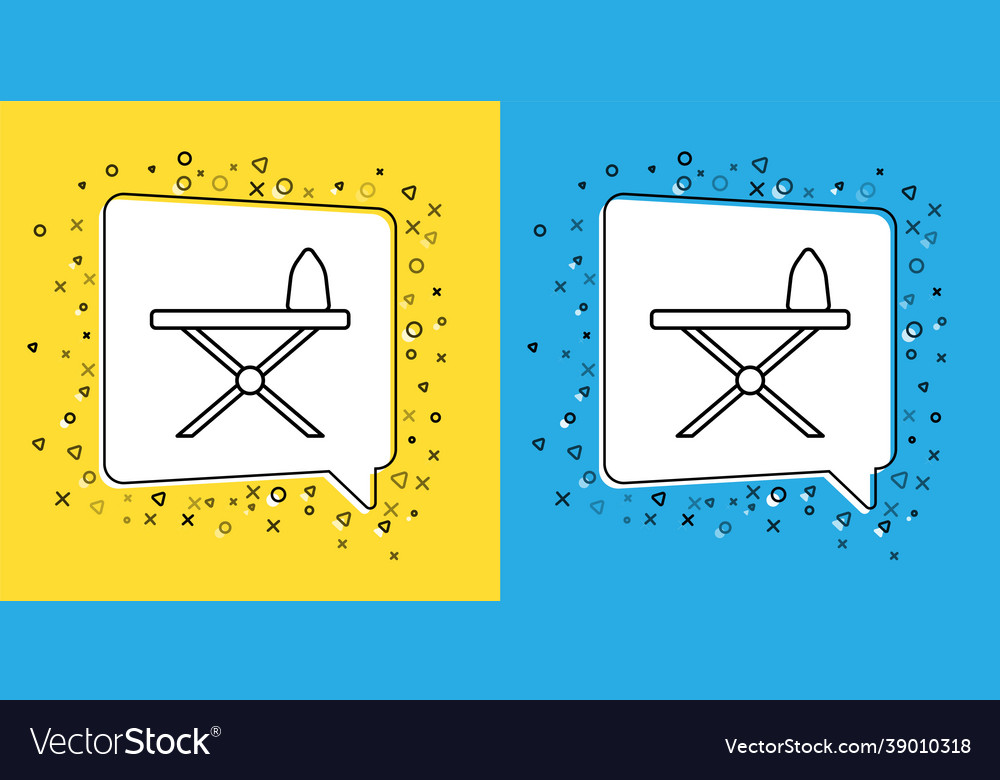 Set Line Electric Iron And Ironing Board Icon Vector Image