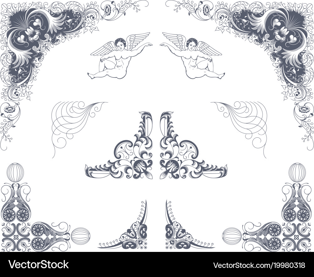 Set of decorative corner ornaments Royalty Free Vector Image