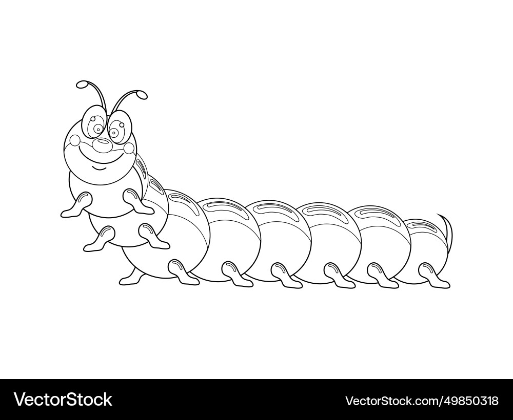 Silhouette outline black and white caterpillar Vector Image
