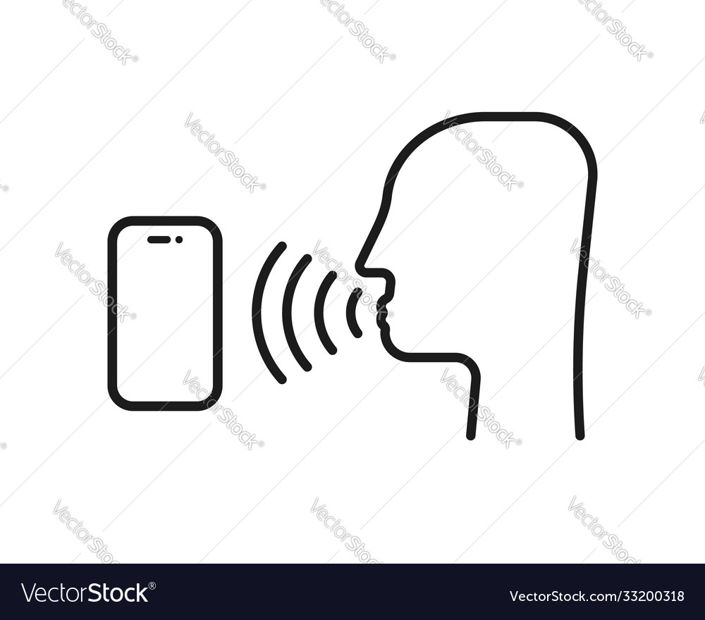 Voice command with thin line head Royalty Free Vector Image