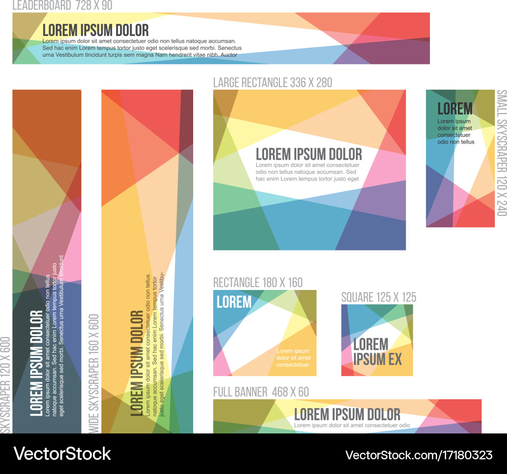8 standard size colorful banner templates Vector Image