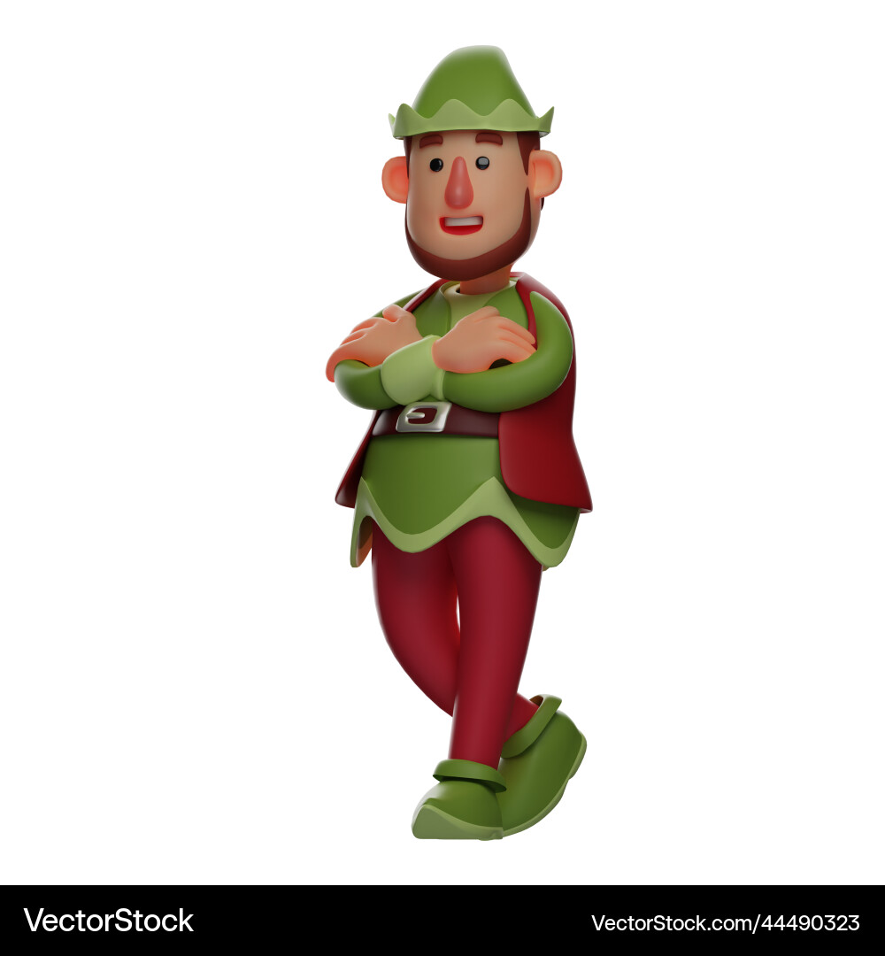 A charismatic elf 3d cartoon with coo Royalty Free Vector