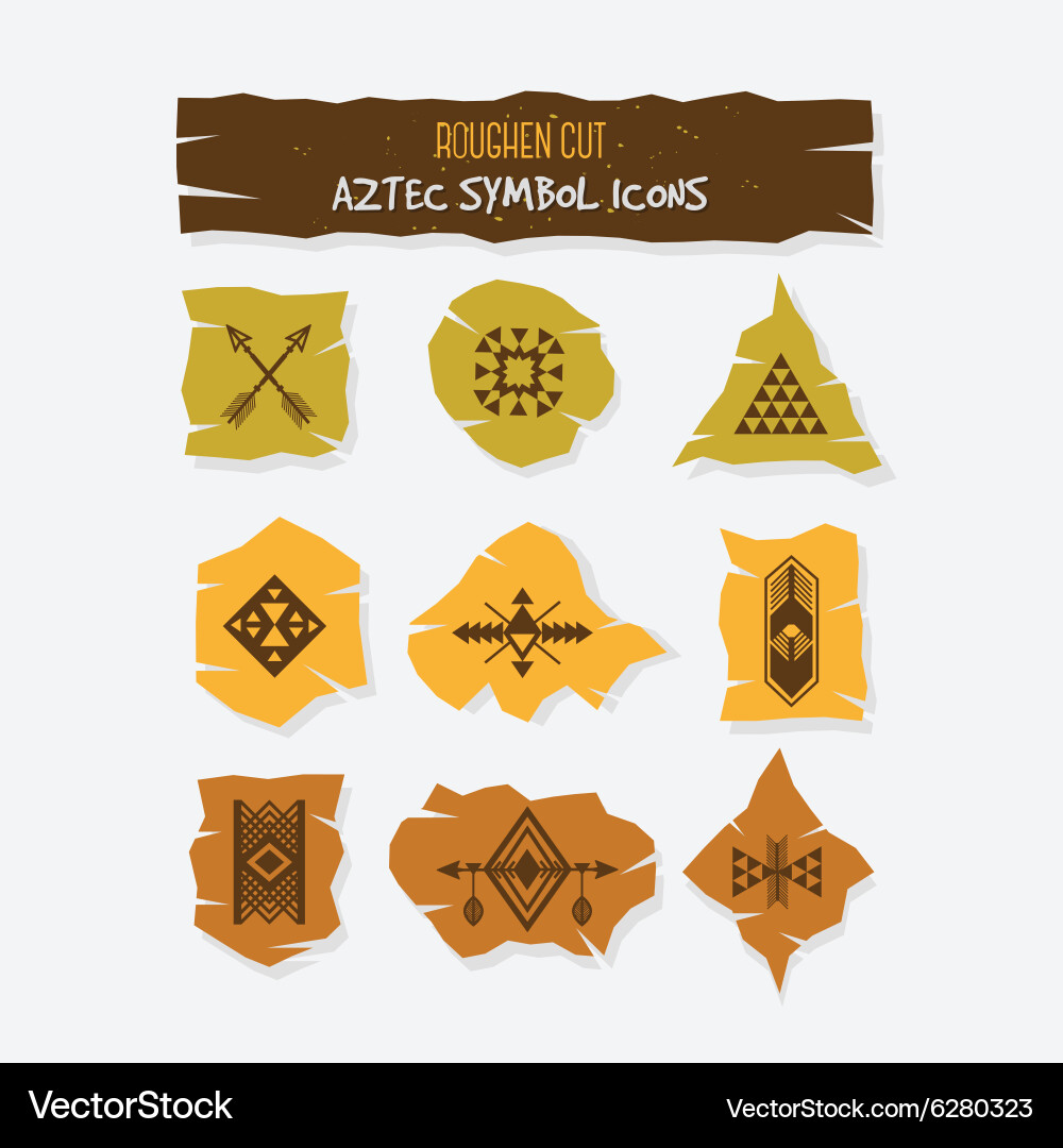 Aztec symbol cut icons set on gray background Vector Image