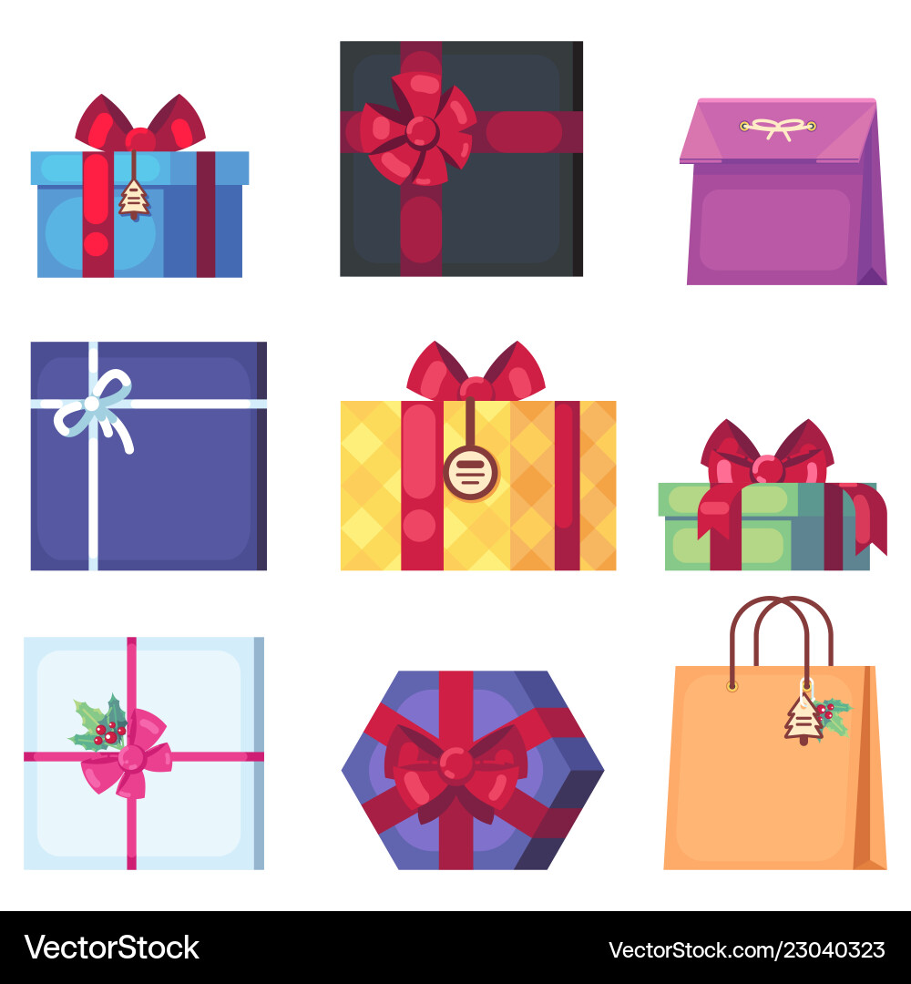 Collection of different cartoon present box Vector Image