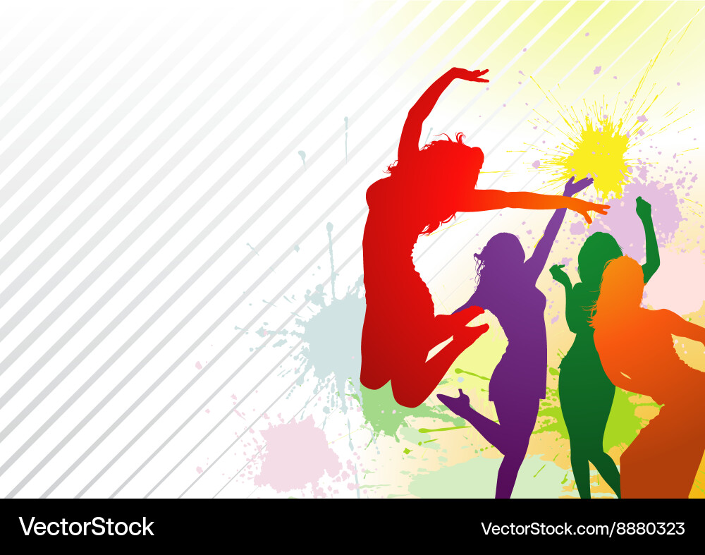 Dancing colorful girls Royalty Free Vector Image