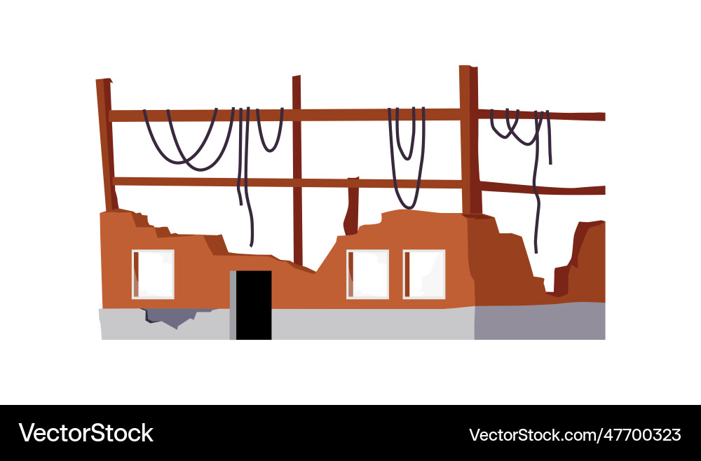 Destroyed building war or apocalypse - cartoon Vector Image