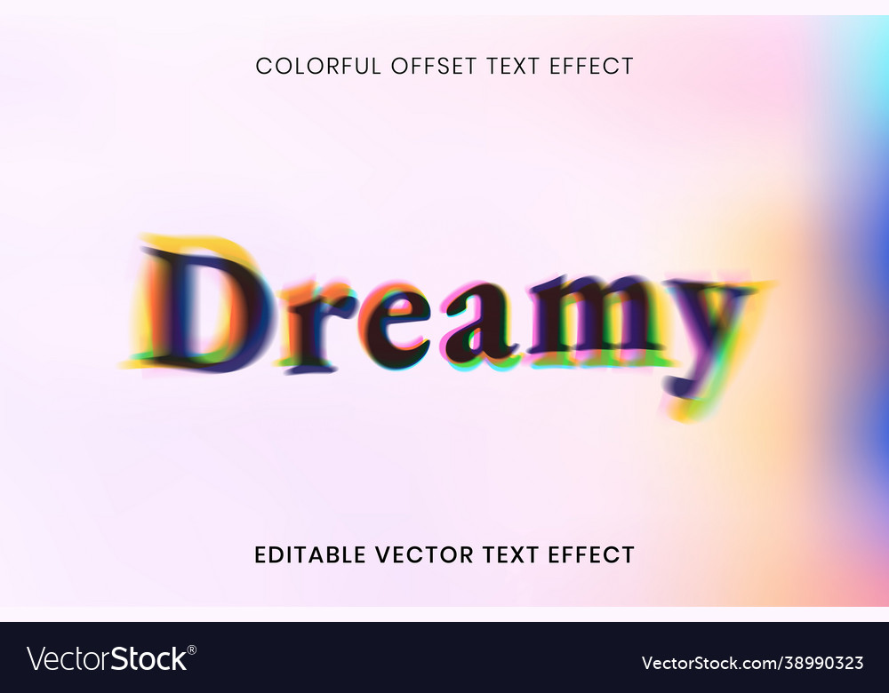 Editable text effect template colorful offset Vector Image
