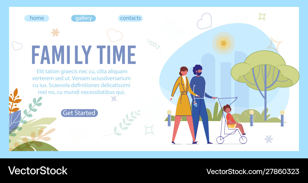 Family actively spending time together walking Vector Image