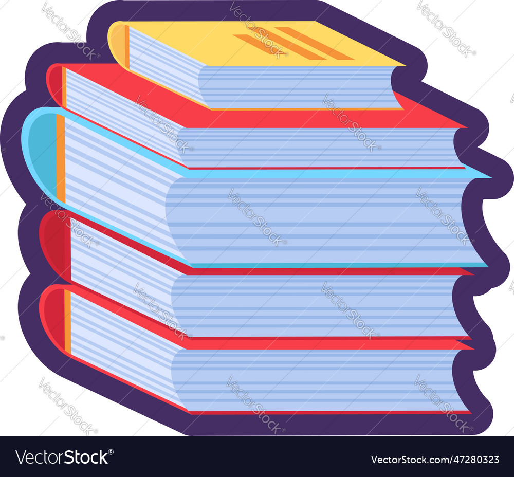 Flat outline books stack icon Royalty Free Vector Image
