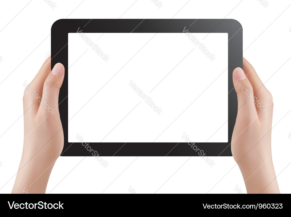 Hands holding digital tablet pc Royalty Free Vector Image