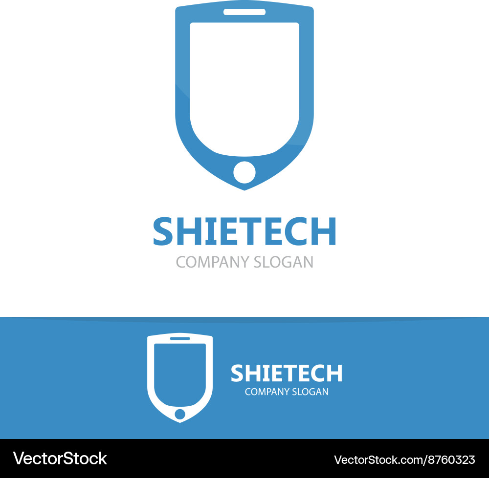 Logo combination of a shield and phone Royalty Free Vector