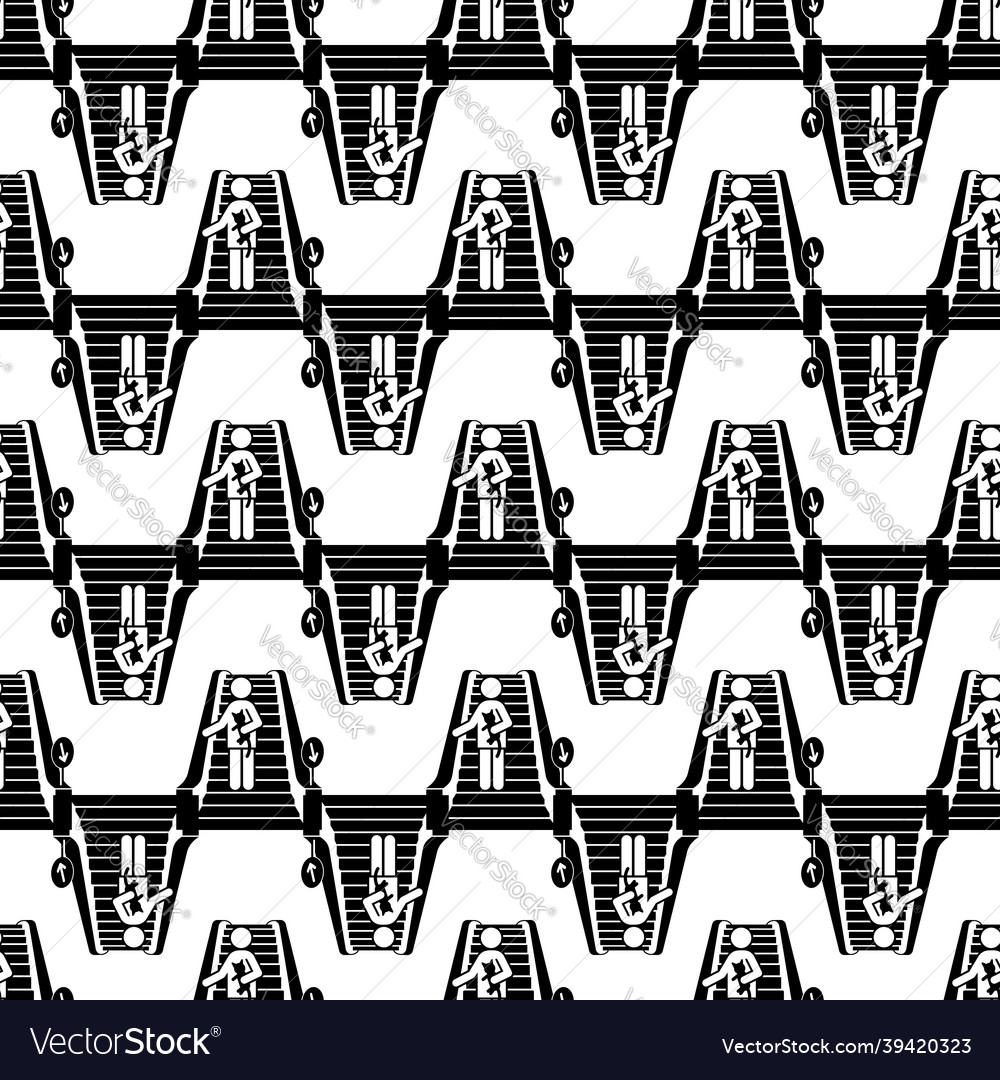 Man escalator down pattern seamless Royalty Free Vector