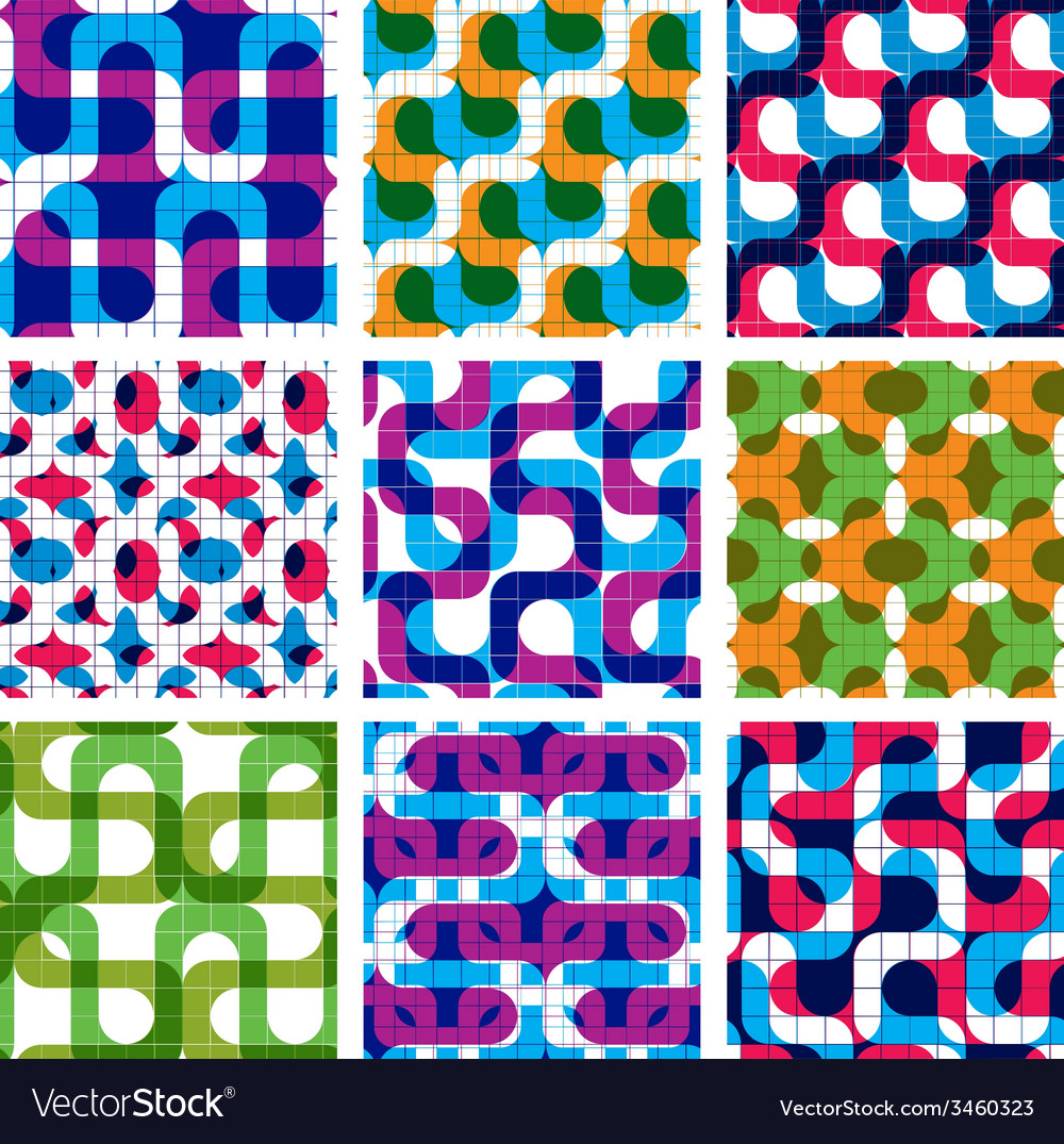 Set multicolored grate seamless patterns Vector Image