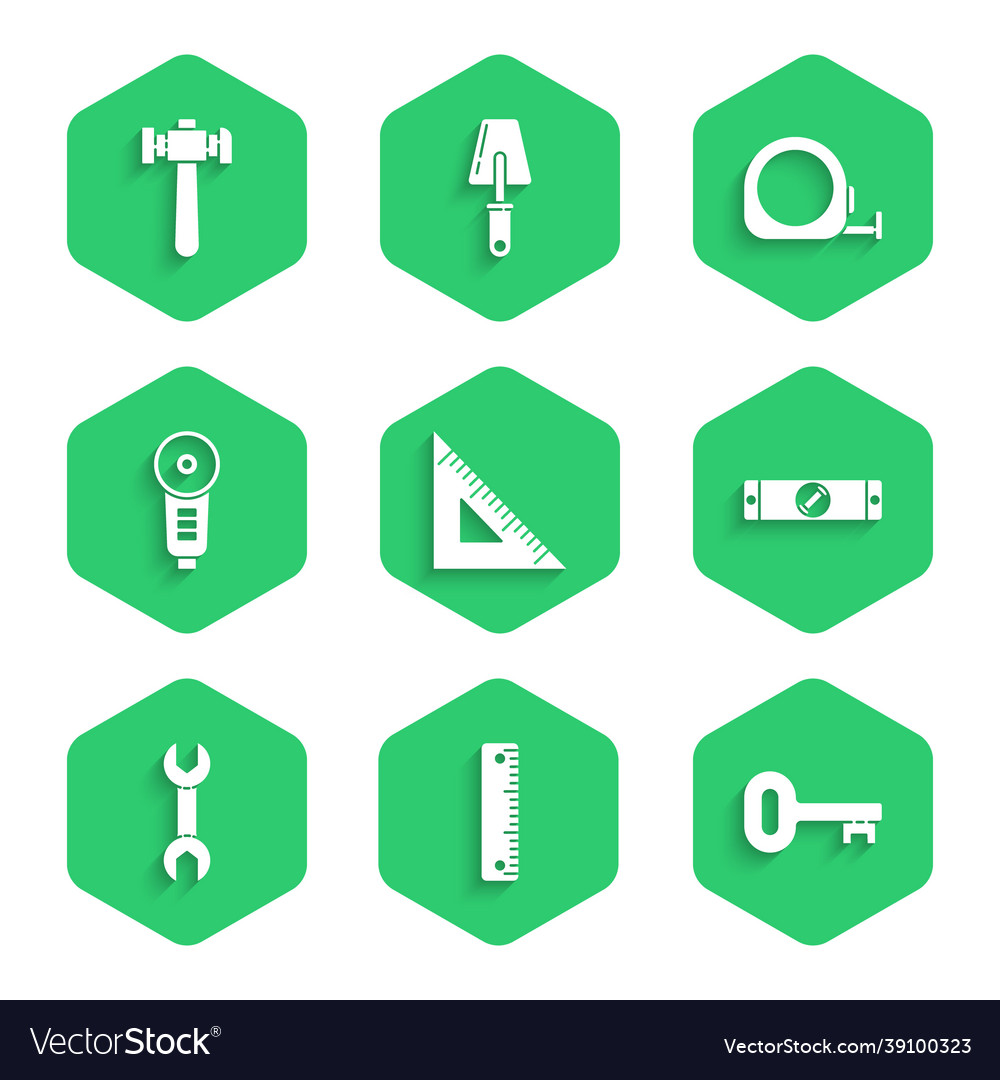 Set triangular ruler ruler old key construction Vector Image