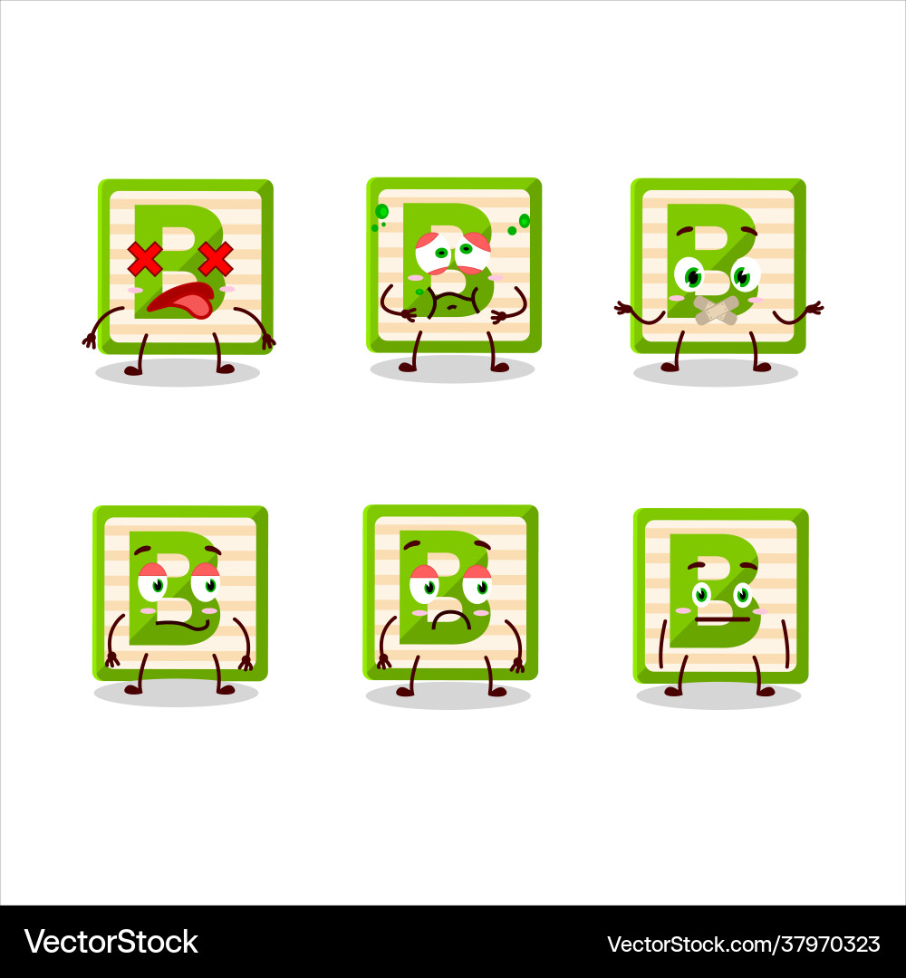 Toy block b cartoon character with nope expression