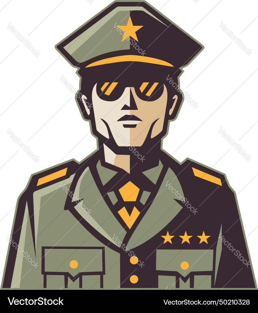 Army veteran in uniform with combat awards Vector Image