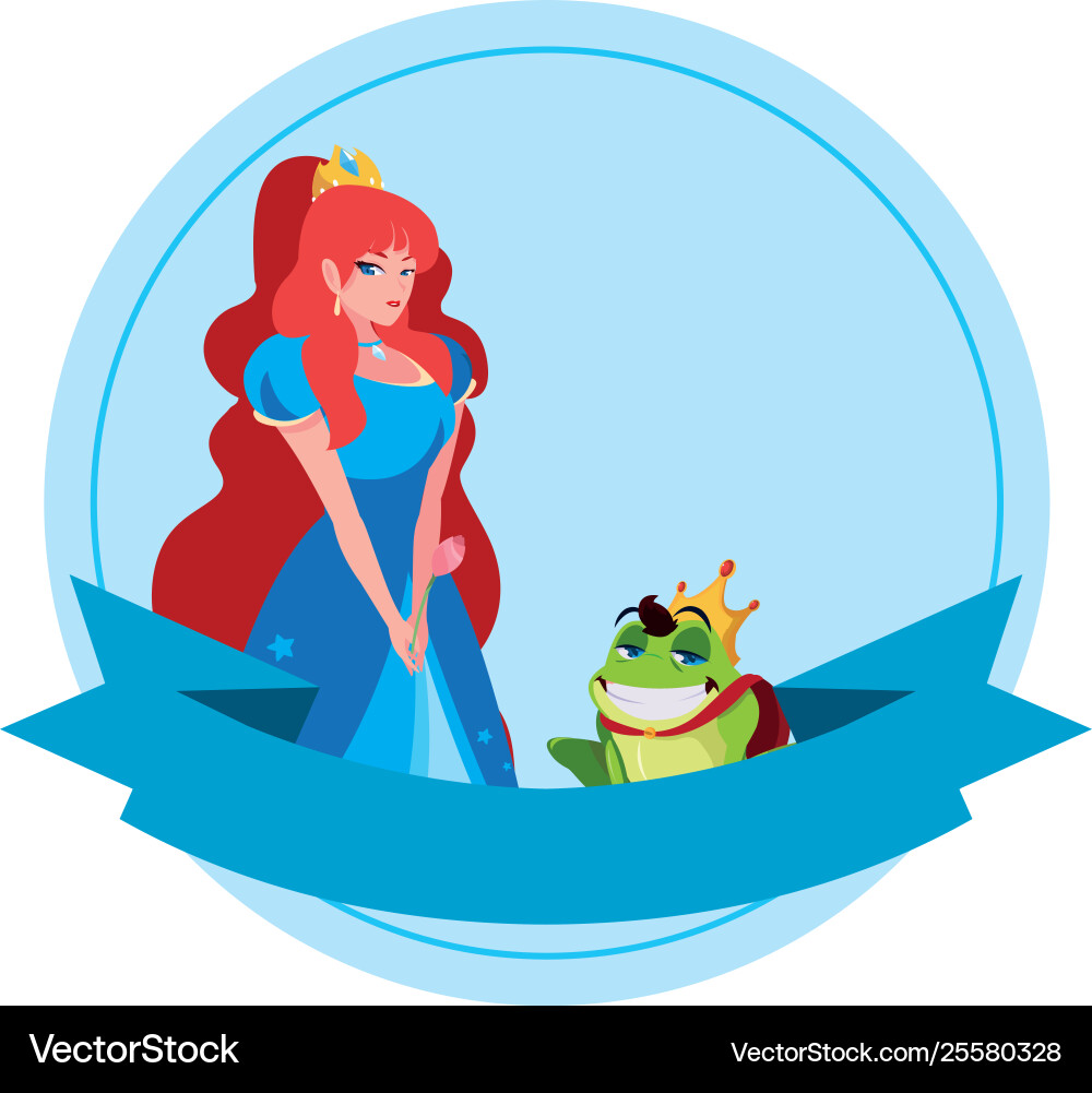 Beautiful princess and toad prince tales Vector Image