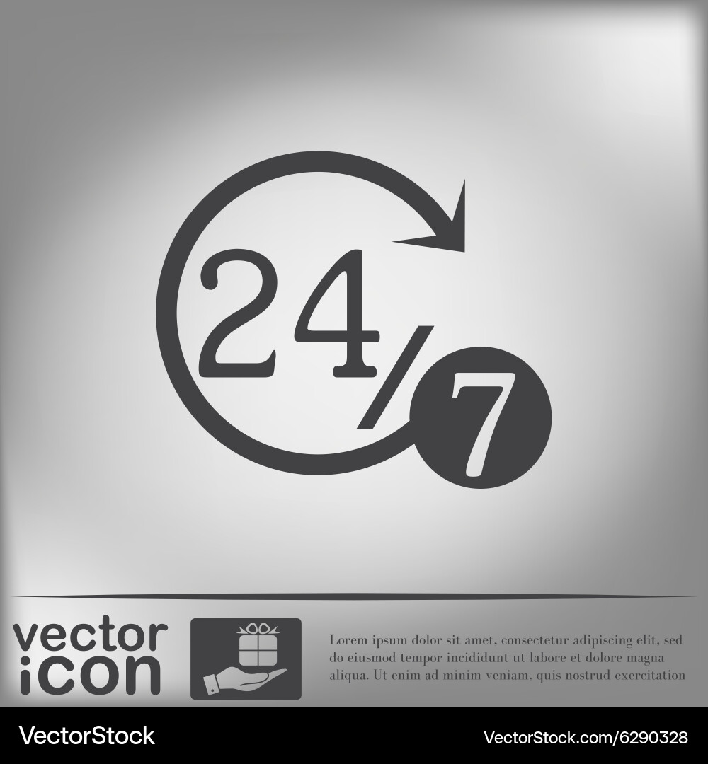 Character 24 7 open hours a day and days Vector Image