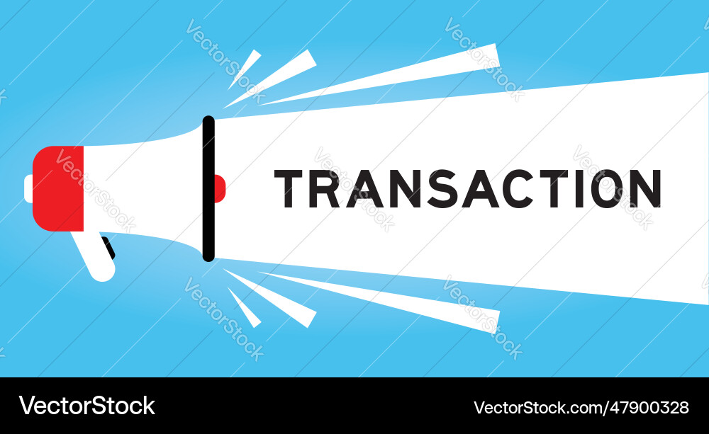 Color megaphone icon with word transaction Vector Image