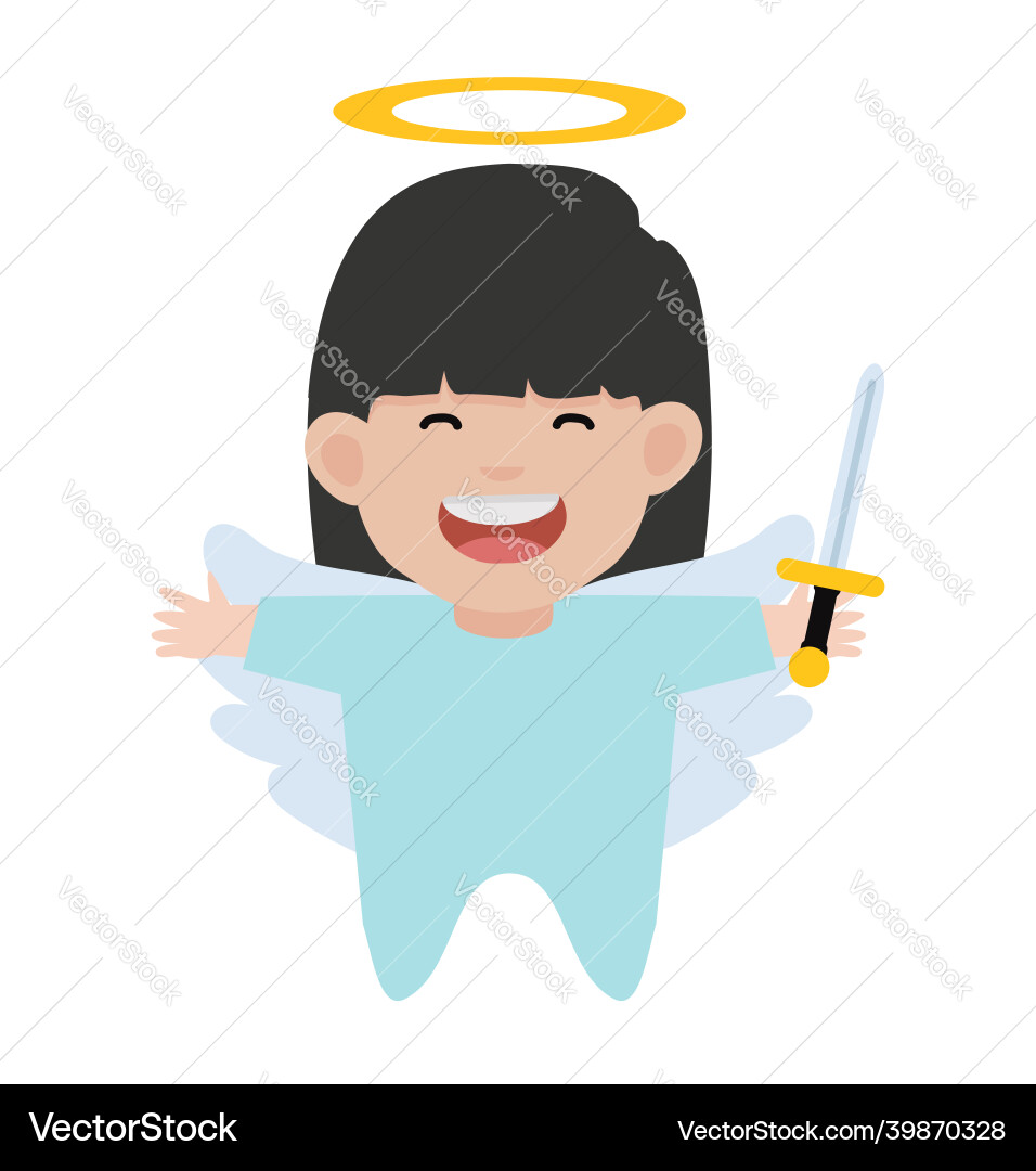 Cute cartoon angle girl Royalty Free Vector Image