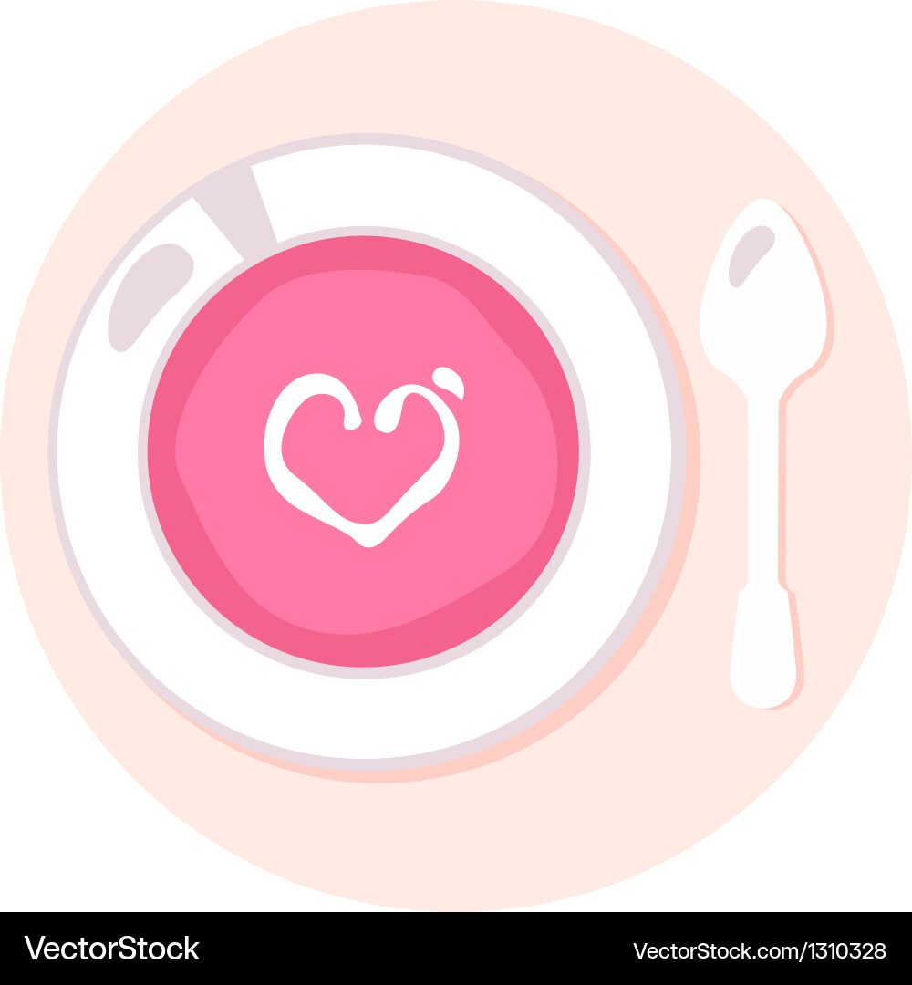 Delicate pink love fresh soup in circle Royalty Free Vector