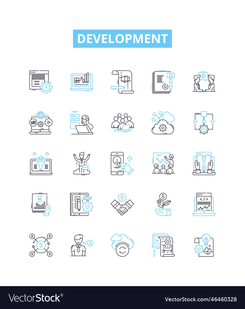 Development line icons set growth Royalty Free Vector Image Development line icons set growth Royalty Free Vector Image