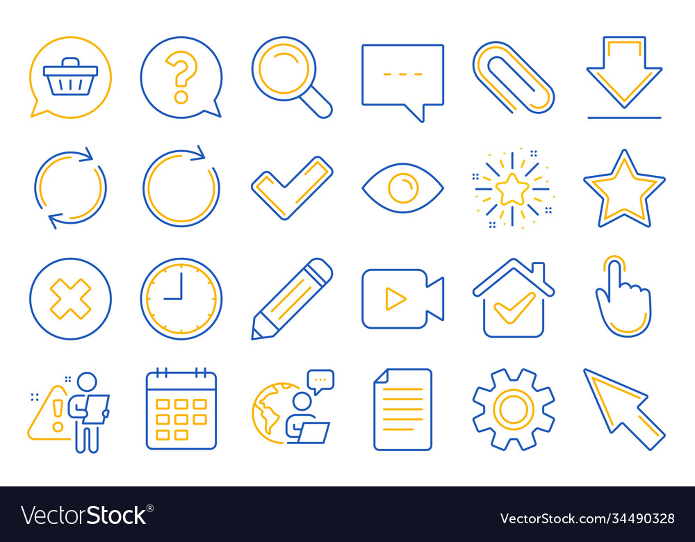 Document time and calendar line icons question Vector Image