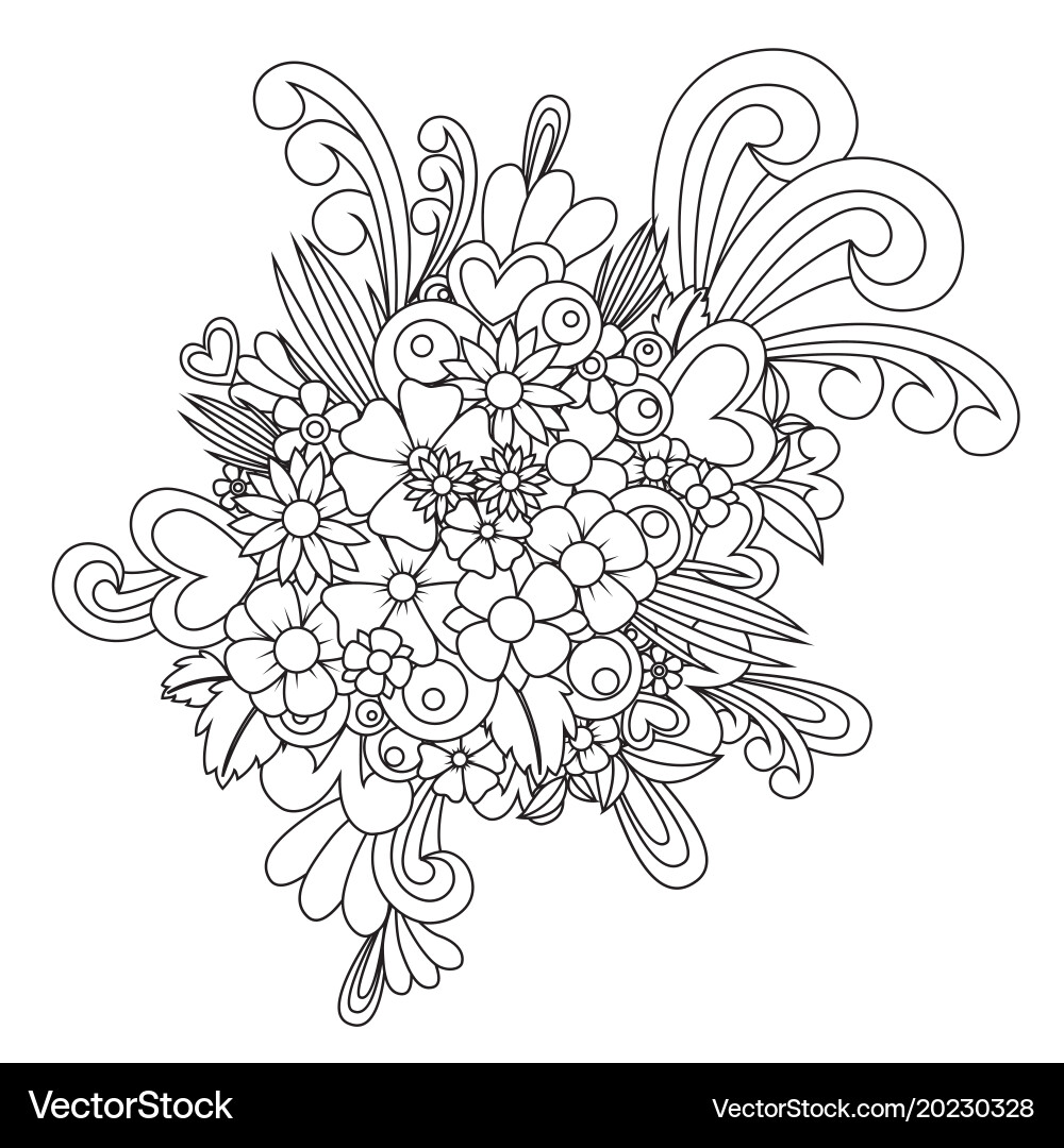 Entangle flower blossom zen tangle coloring Vector Image