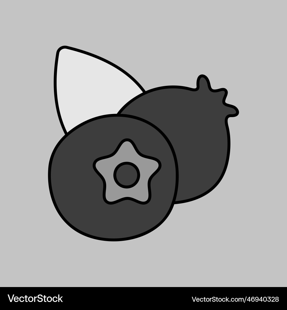 Forest berry sign blueberry grayscale icon Vector Image