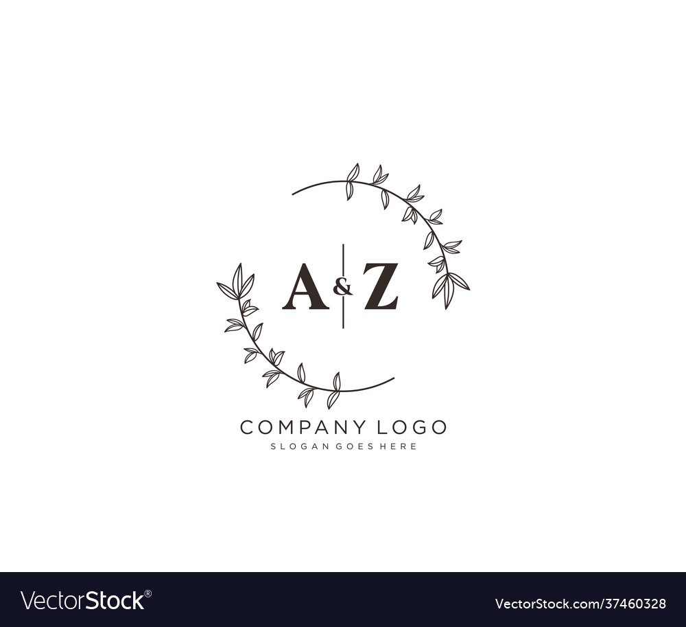 Initial az letters beautiful floral feminine Vector Image Initial az letters beautiful floral feminine Vector Image