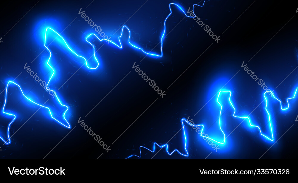 Realistic blue lightning with sparks and glow Vector Image