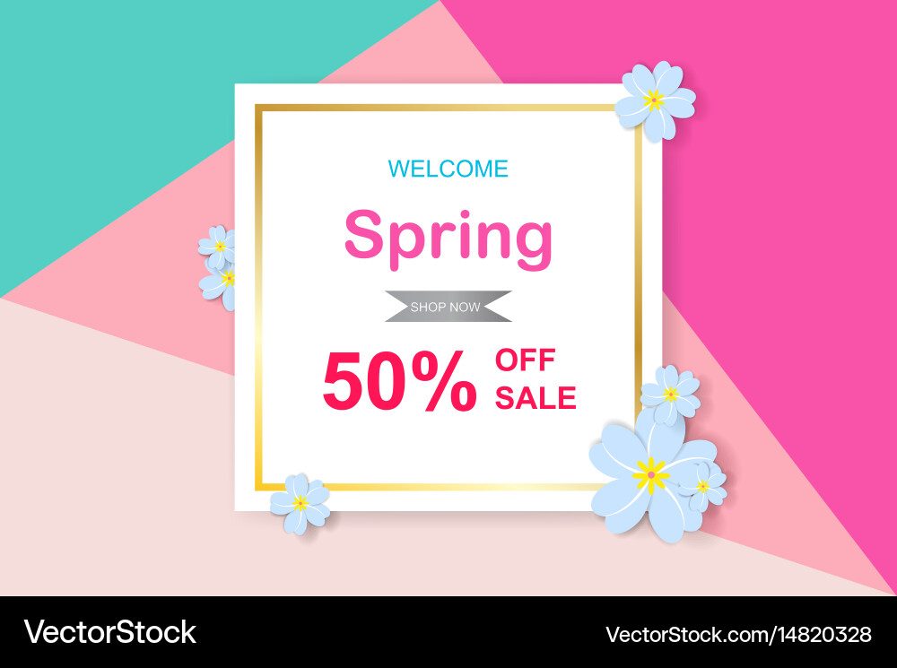 Spring sale background with beautiful colorful Vector Image